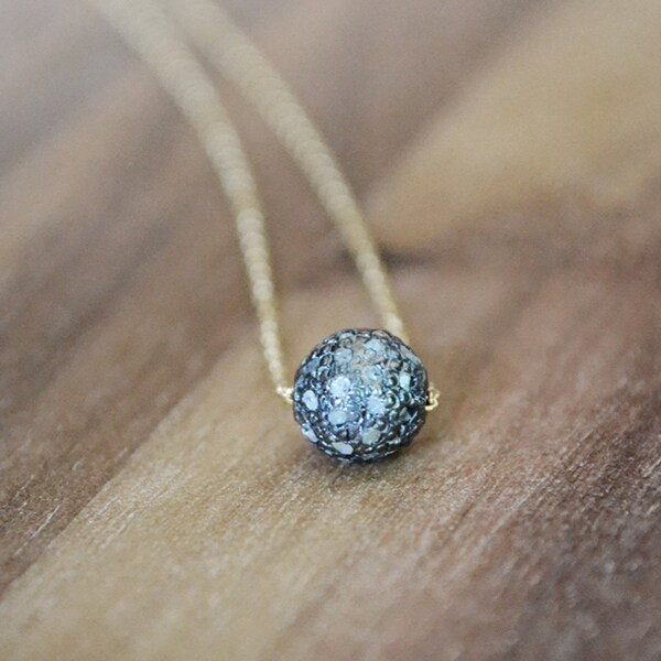 Pave Ball Diamond Necklace - Etsy