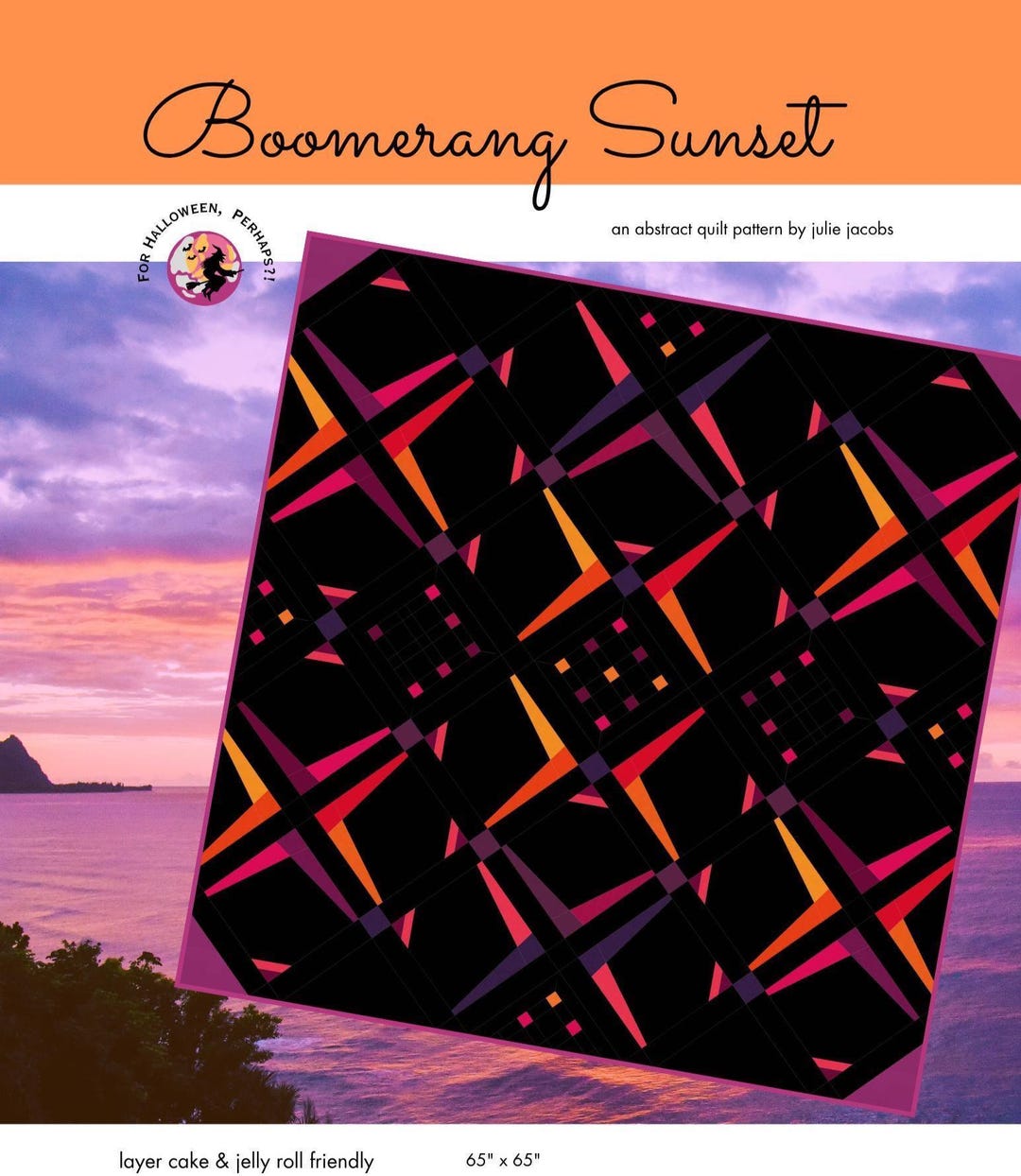 Boomerang Sunset Quilt Pattern – Abstract Mid-century Design (PDF ...
