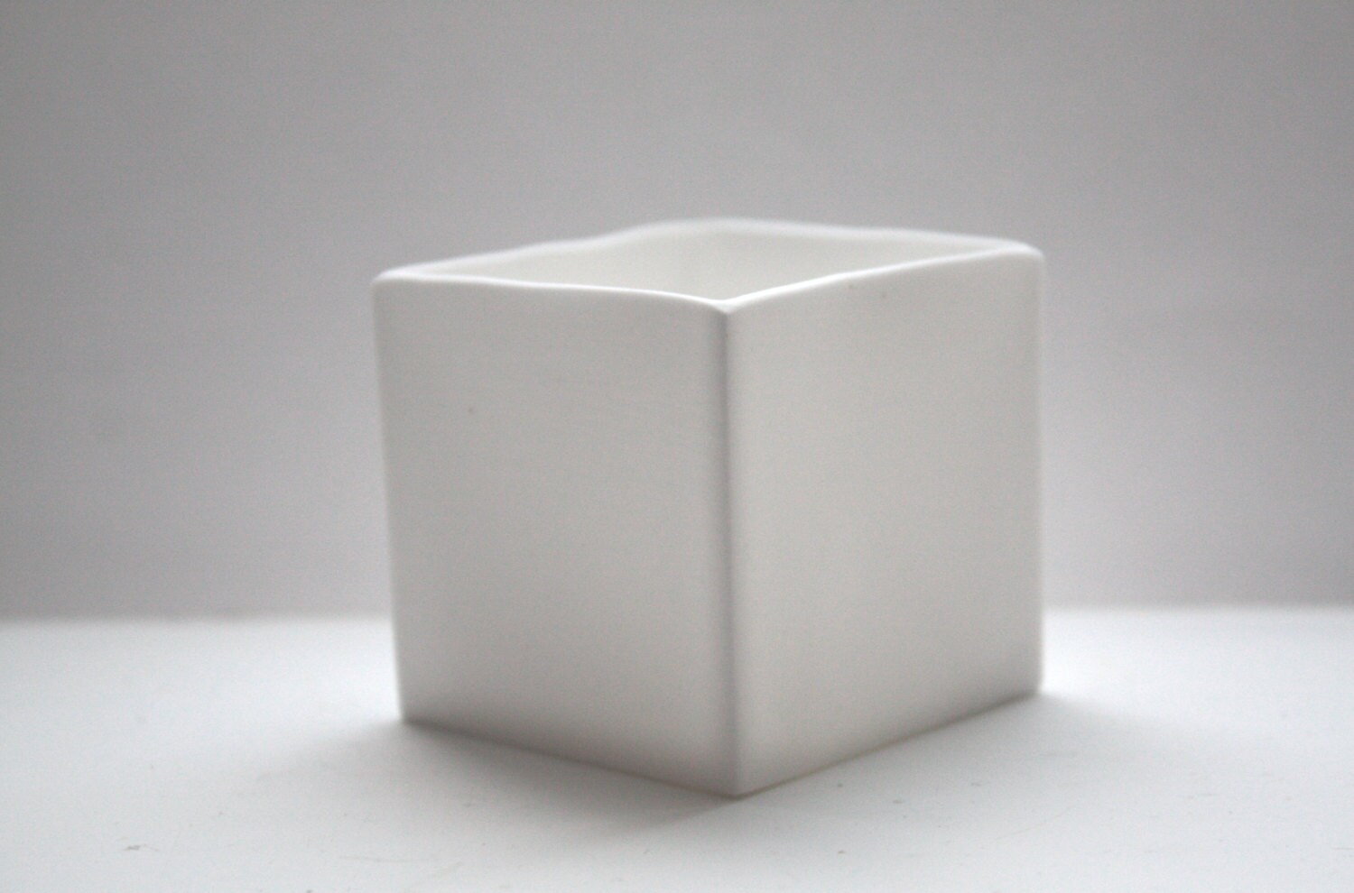 Small Snow White Cube Made From English Fine Bone China - Geometric ...