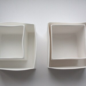 Snow White Cube Set of 2 Made From English Fine Bone China - Geometric ...