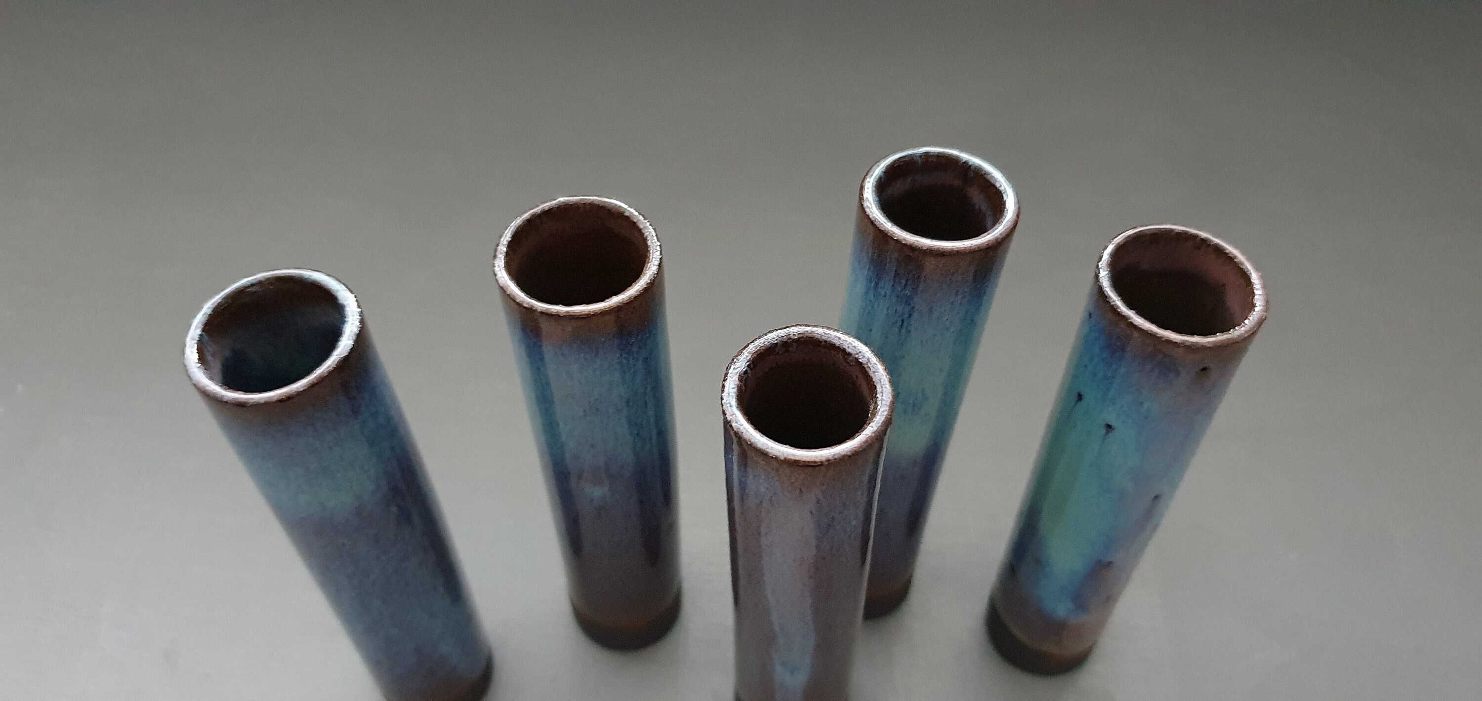 Decorative Thin Tall Mini Vase Made Out of Stoneware Black Porcelain ...
