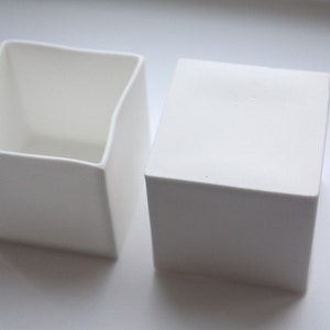 Small Snow White Cube Made From English Fine Bone China - Geometric ...
