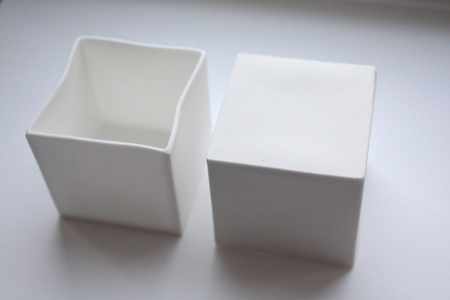 Small Snow White Cube Made From English Fine Bone China - Geometric ...