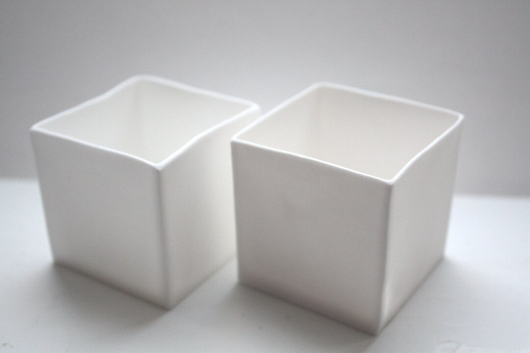 Small Snow White Cube Made From English Fine Bone China - Geometric ...
