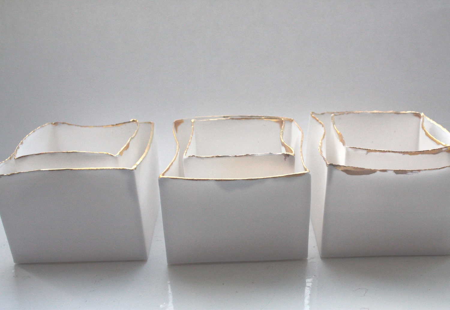 Pure White Cube Set Made From English Fine Bone China and Real Gold ...