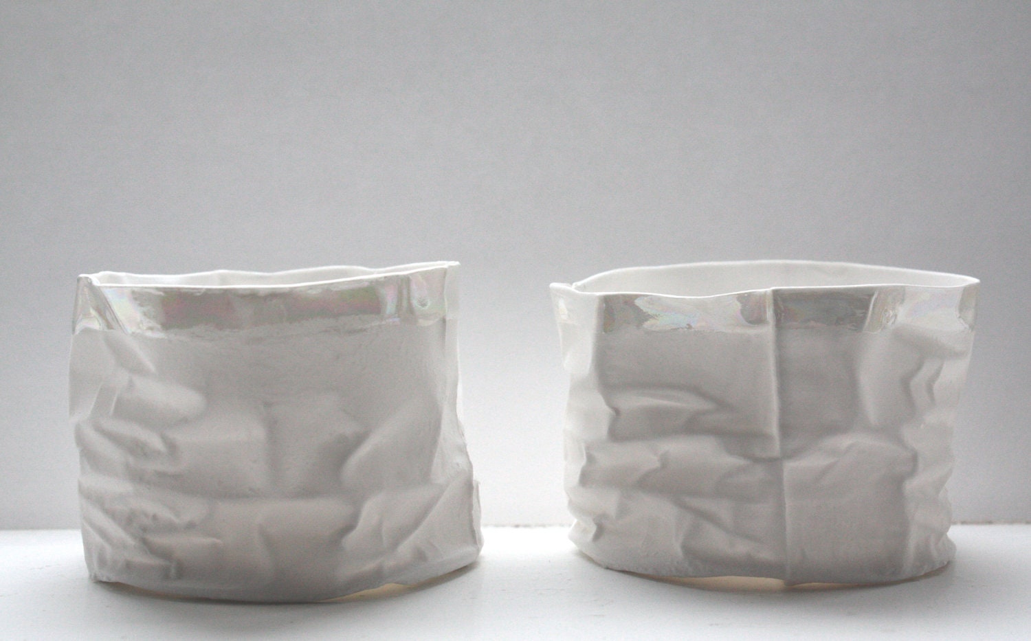 Crumpled Paper Looking Vessel Made Out of English Fine Bone - Etsy