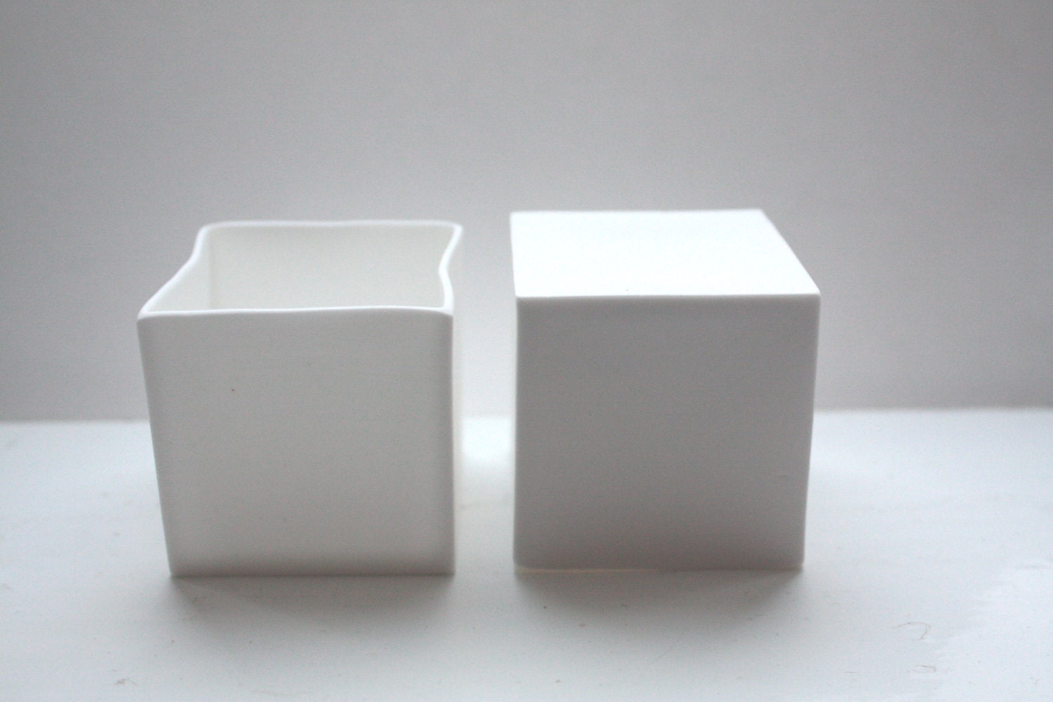 Small Snow White Cube Made From English Fine Bone China - Geometric ...