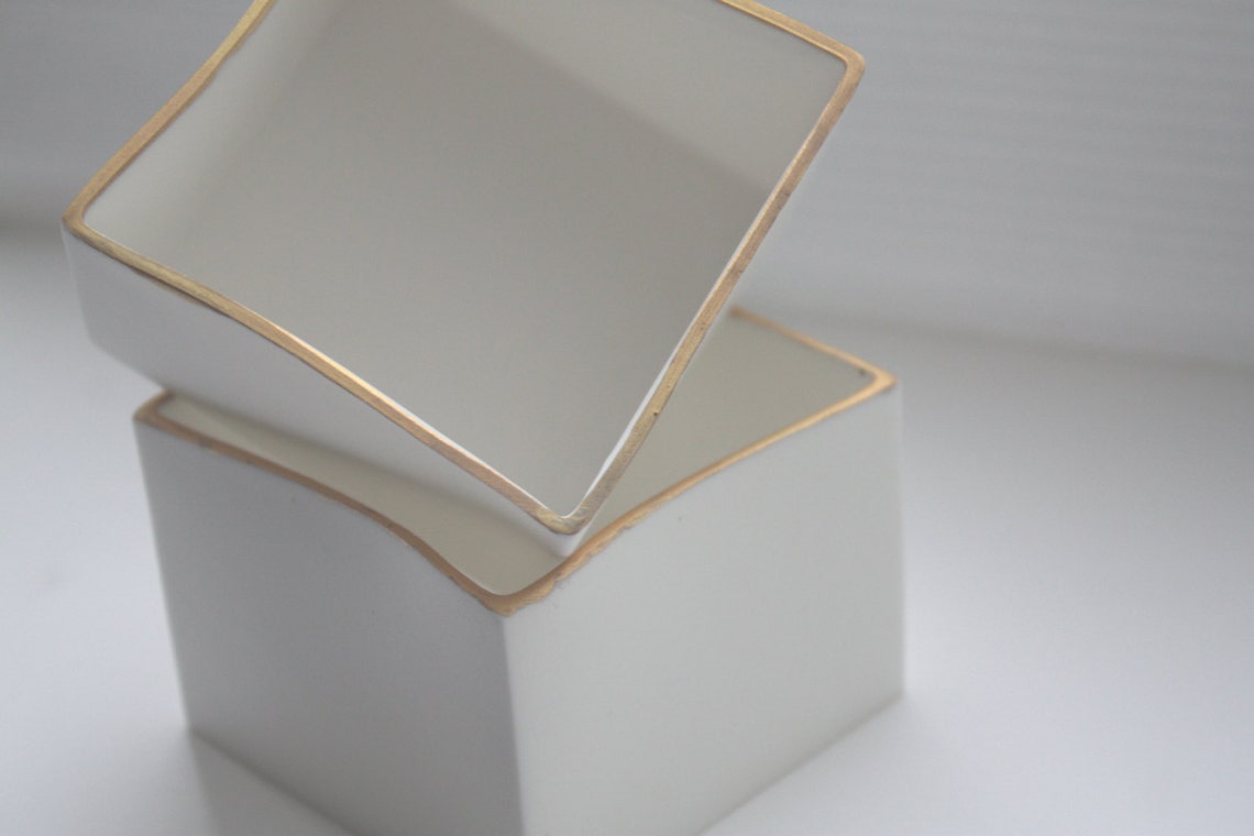 Big Snow White Cube Made From Fine Bone China and Real Gold - Etsy