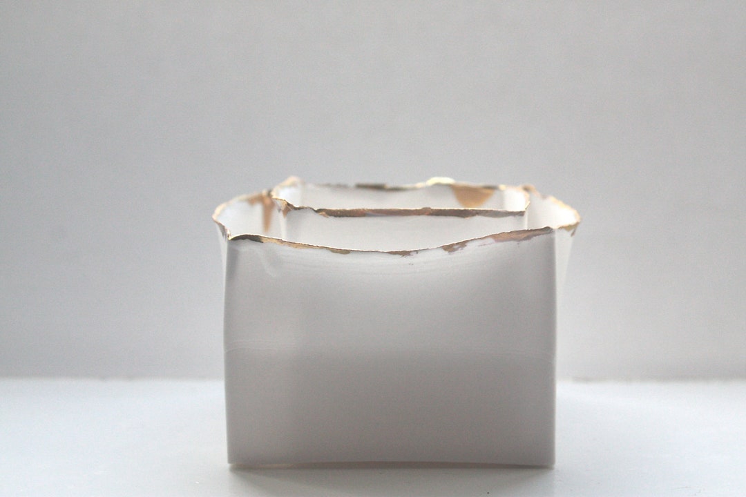 Pure White Cube Set Made From English Fine Bone China and Real Gold ...