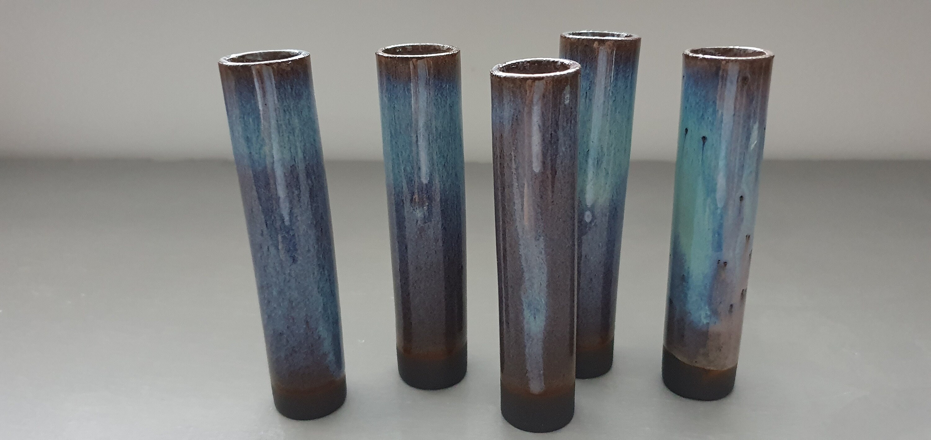 Decorative Thin Tall Mini Vase Made Out of Stoneware Black Porcelain ...