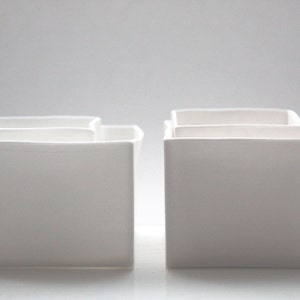 Snow White Cube Set of 2 Made From English Fine Bone China - Geometric ...