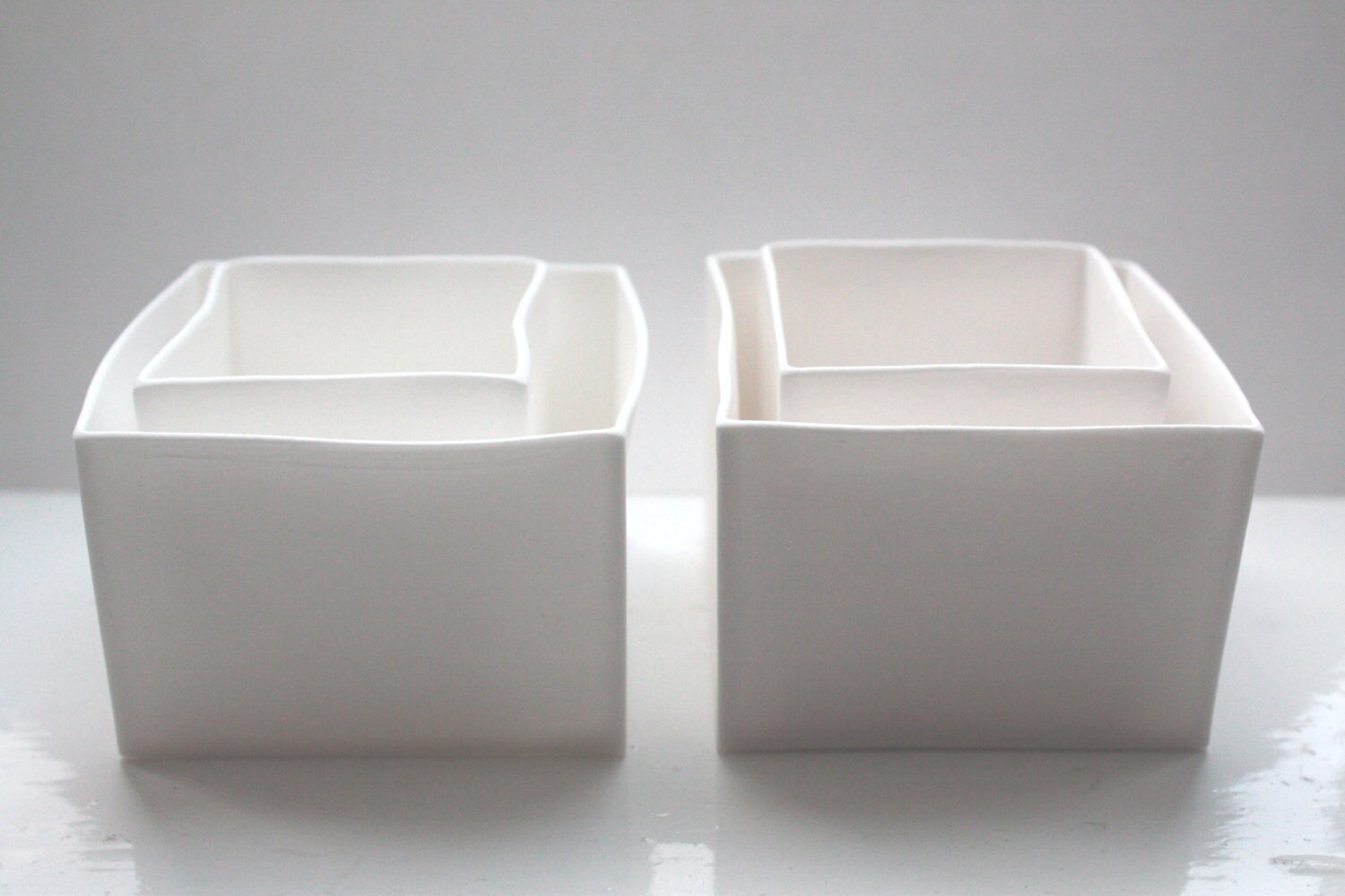 Snow White Cube Set of 2 Made From English Fine Bone China - Etsy