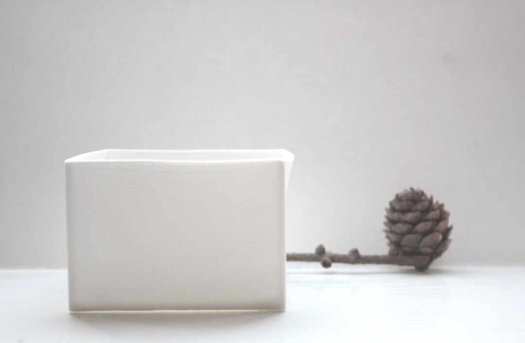 Big Pure White Cube Made From English Fine Bone China - Geometric Decor ...