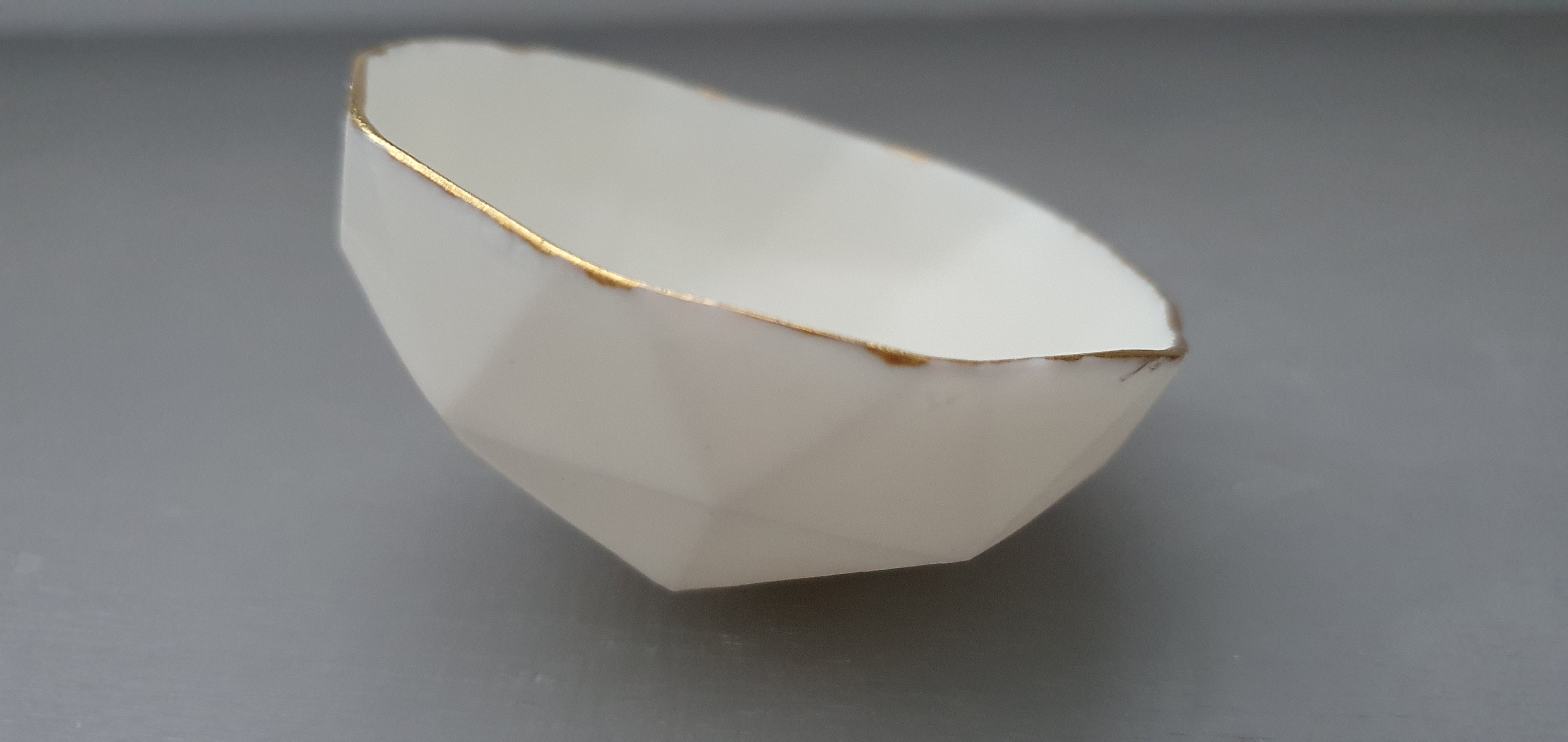 Geometric Faceted Polyhedron White Bowl Made From Stoneware Porcelain ...
