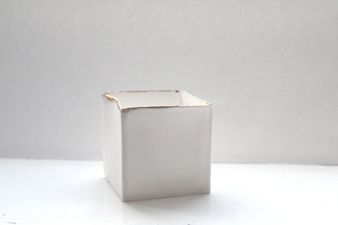 Small Snow White Cube Made From English Fine Bone China and Real Gold ...
