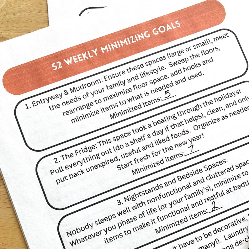 52 Week Minimalist Challenge for Family With Kids Minimalism Organize ...
