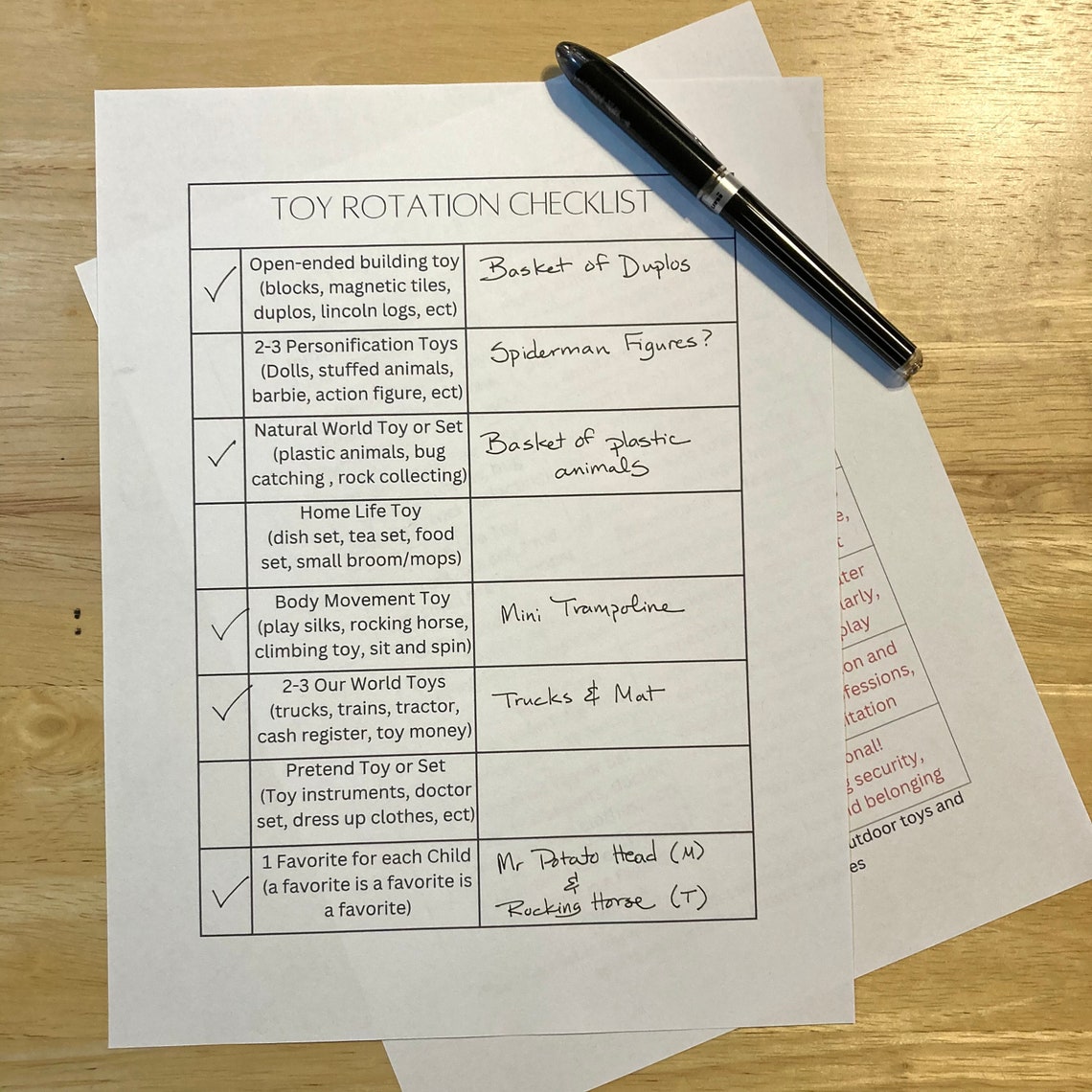 Toy Rotation Checklist With Categories Easy Toy Rotation Kids Organized ...