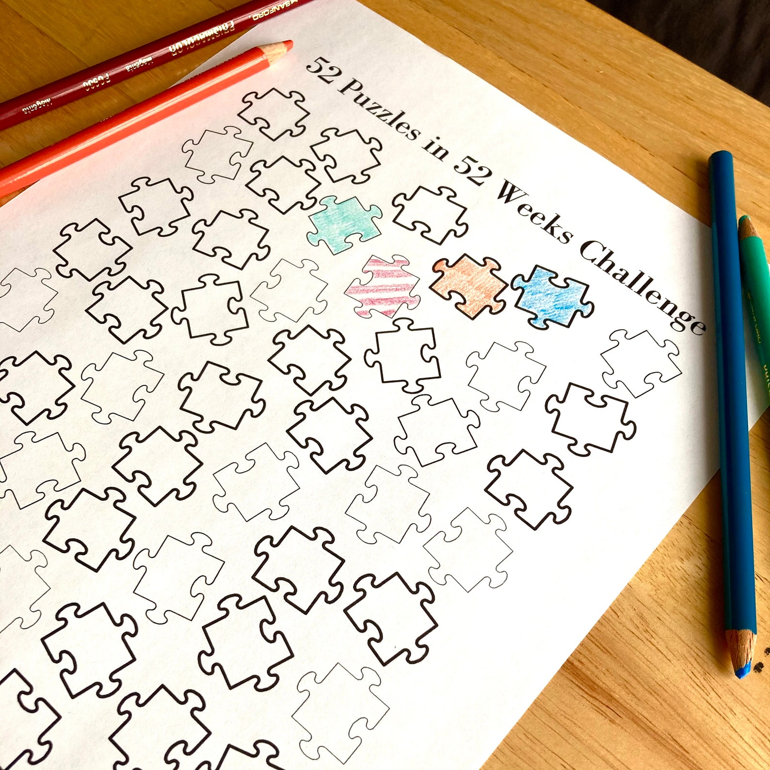 Puzzle Lover 52 Puzzles in 52 Weeks Challenge Mental Agility Tracker ...