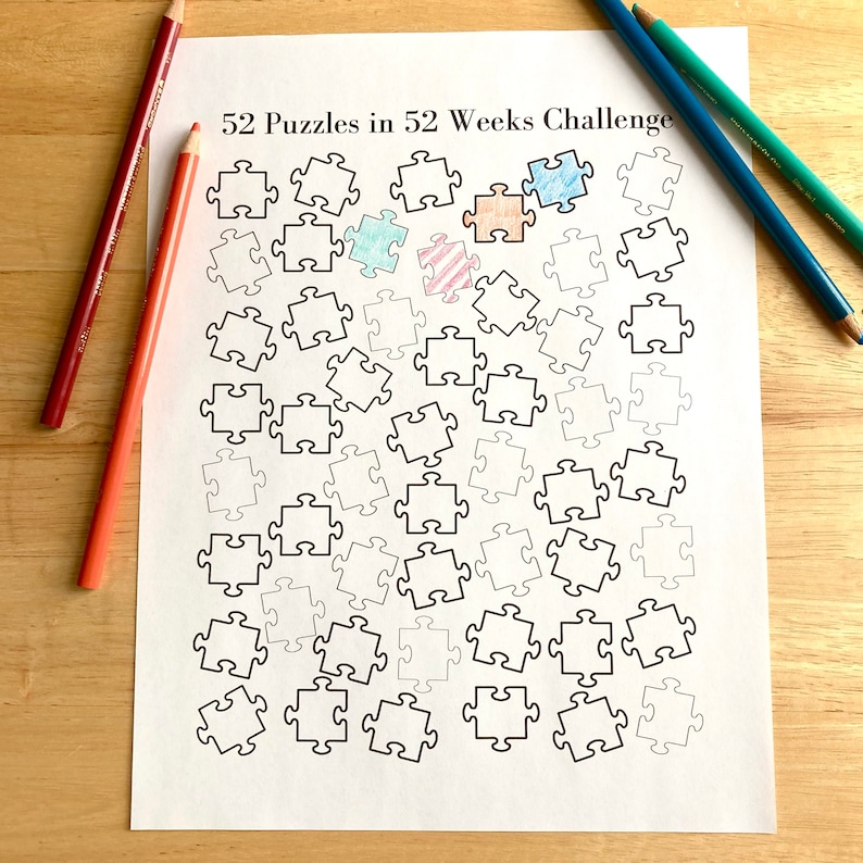 Puzzle Lover 52 Puzzles in 52 Weeks Challenge Mental Agility Tracker ...