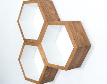 Hexagon Floating Shelves Honeycomb Shelf Home Decor Wood | Etsy