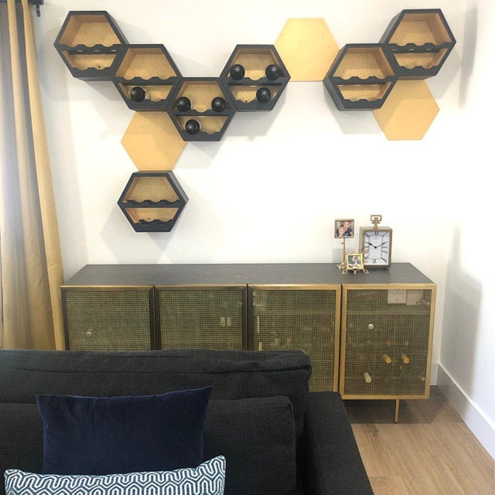 Unique Hexagon Wine Rack Hanging Kitchen Storage Mid Century - Etsy.de