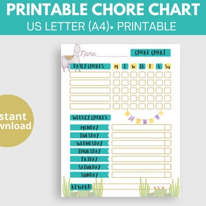 Llama Printable Chore Chart Reward Chart No Drama Llama - Etsy