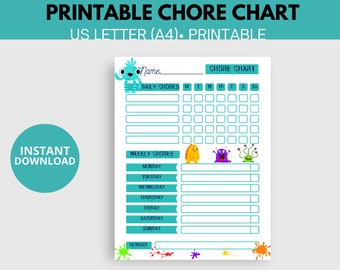 Monster Chore Chart - Etsy