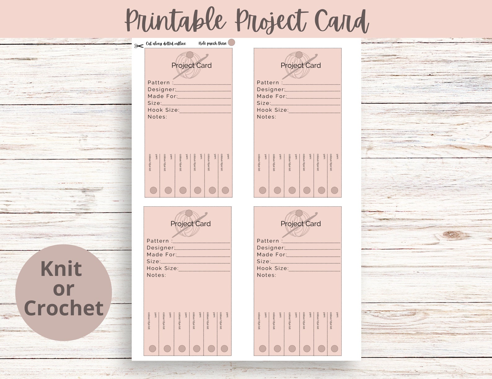 Crochet/knitting WIP Project Card - Digital/printable/record Keeper ...