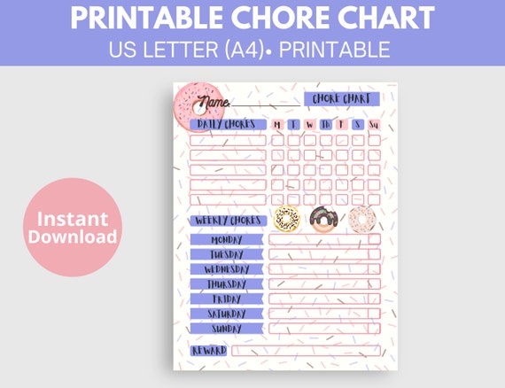 Donut Printable Chore Chart reward chart sprinkles - Etsy México