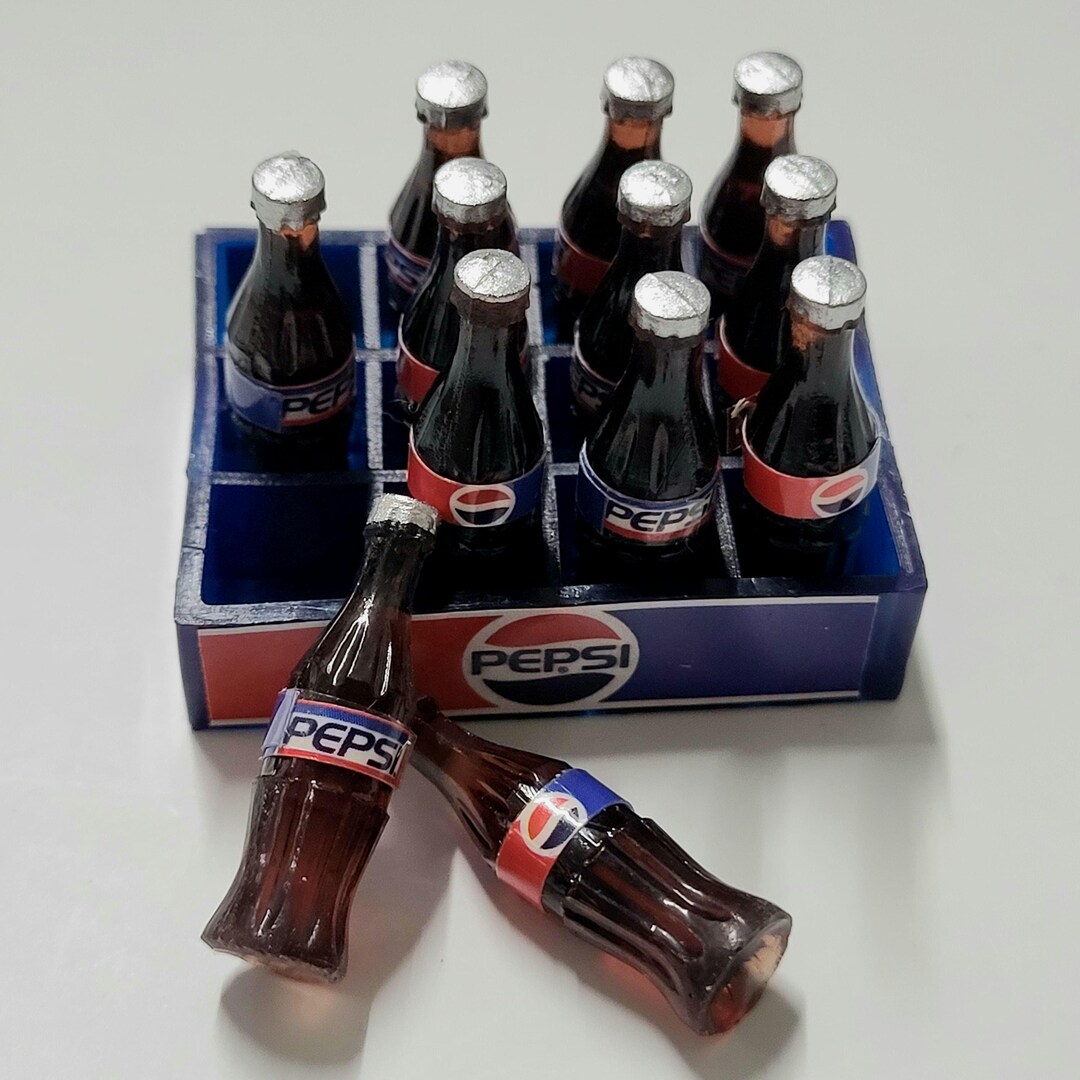 Dollhouse Miniature Mini Pepsi Bottles (1 Set 12 Bottles), Pepsi Can （1 ...