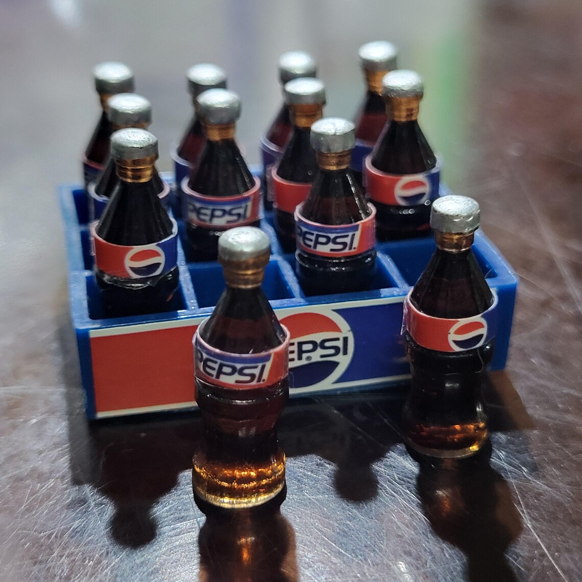 Dollhouse Miniature Mini Pepsi Bottles (1 Set 12 Bottles), Pepsi Can （1 ...