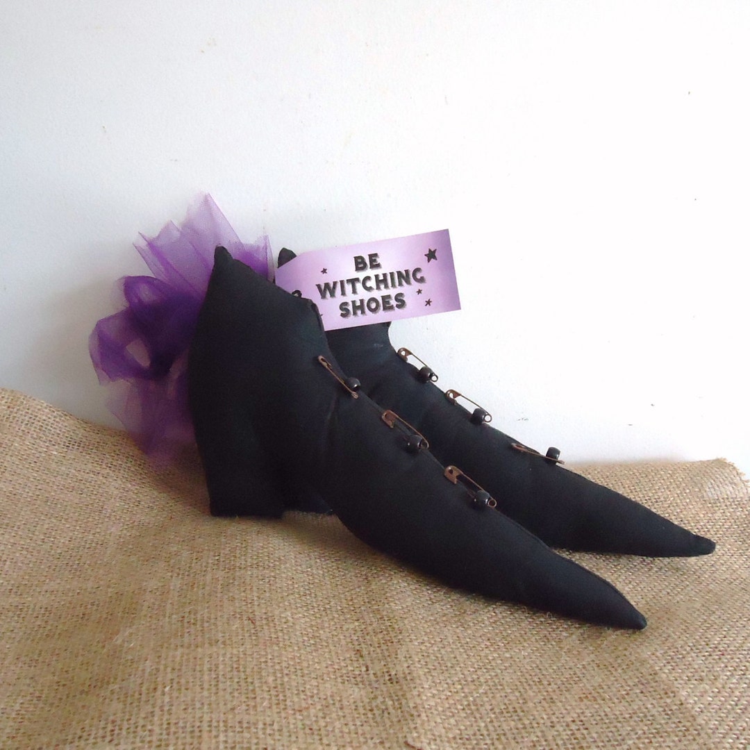 Halloween Witch Shoes, Primitive Witch Boots, Pointy Toe Shoes ...