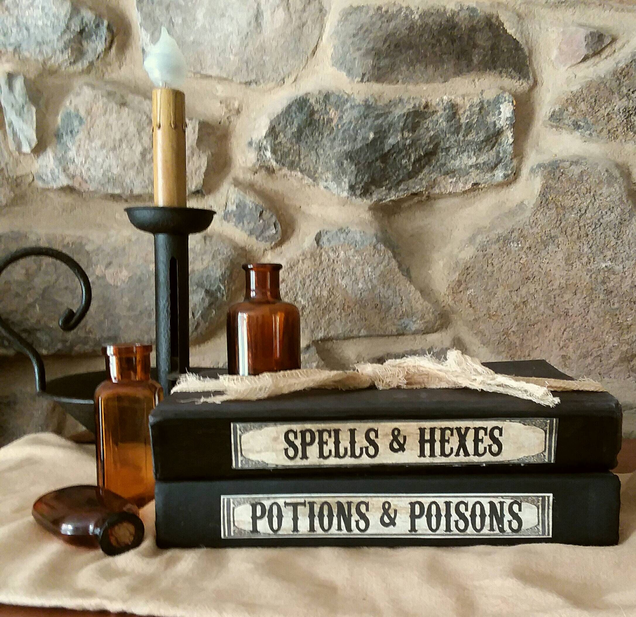 Halloween Spells, Potions Poison Book Display, Handmade Halloween ...
