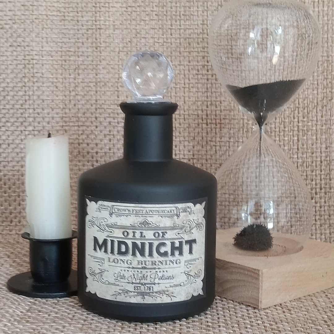 Midnight Oil Potion Bottle, Gothic Witch Style, Halloween Decor, - Etsy