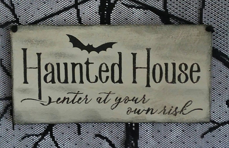 Spooky Haunted House Front Door Sign Handmade Halloween Wood - Etsy