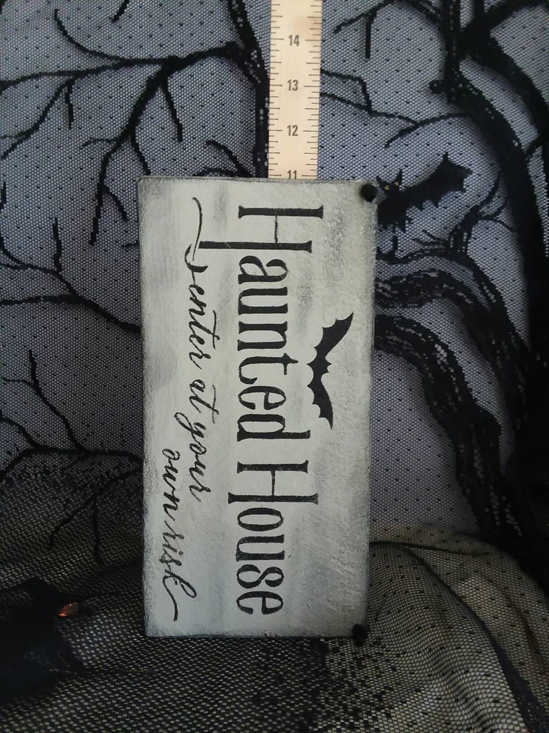 Spooky Haunted House Front Door Sign Handmade Halloween Wood - Etsy