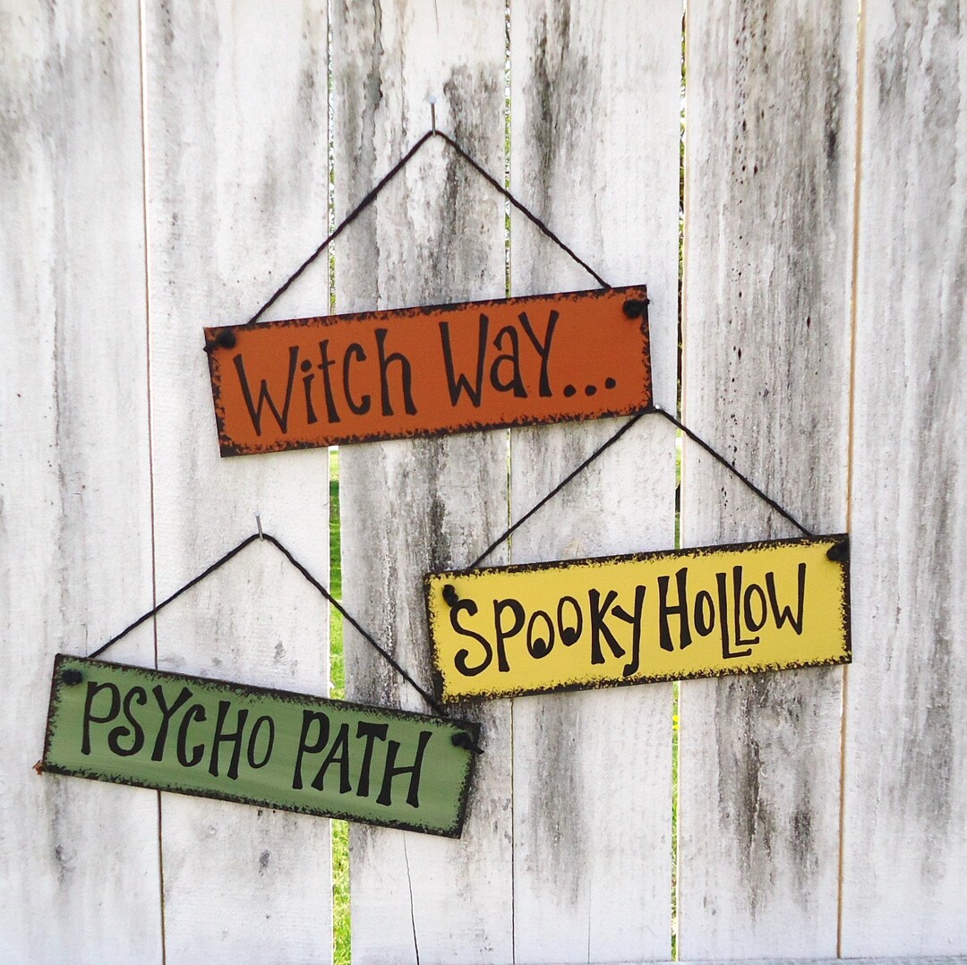 Halloween Signs Spooky Witch Psycho 3 Haunted House - Etsy