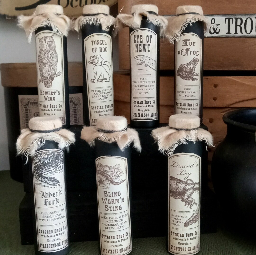 Macbeth Potion Spell Bottles Bottles, Three Sisters Spell Display Set ...