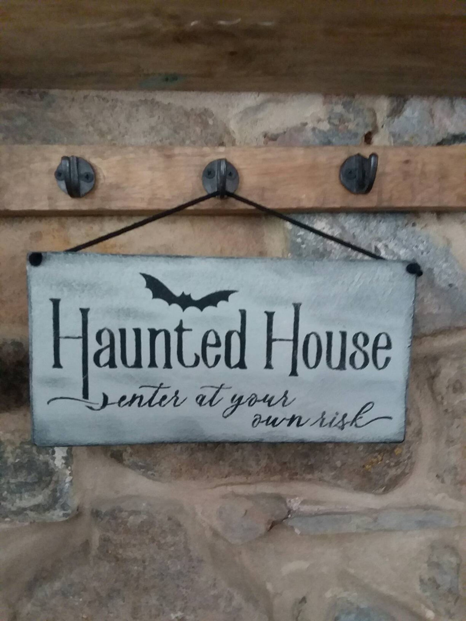 Spooky Haunted House Front Door Sign Handmade Halloween Wood - Etsy