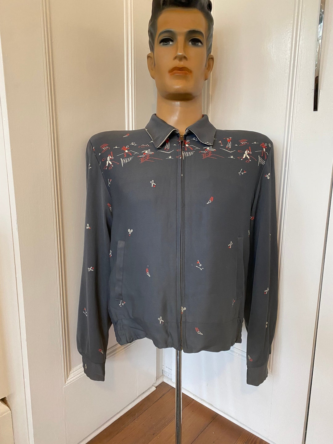 Original 1950s Reversible Gabardine Ricky Jacket With Sport Theme ...
