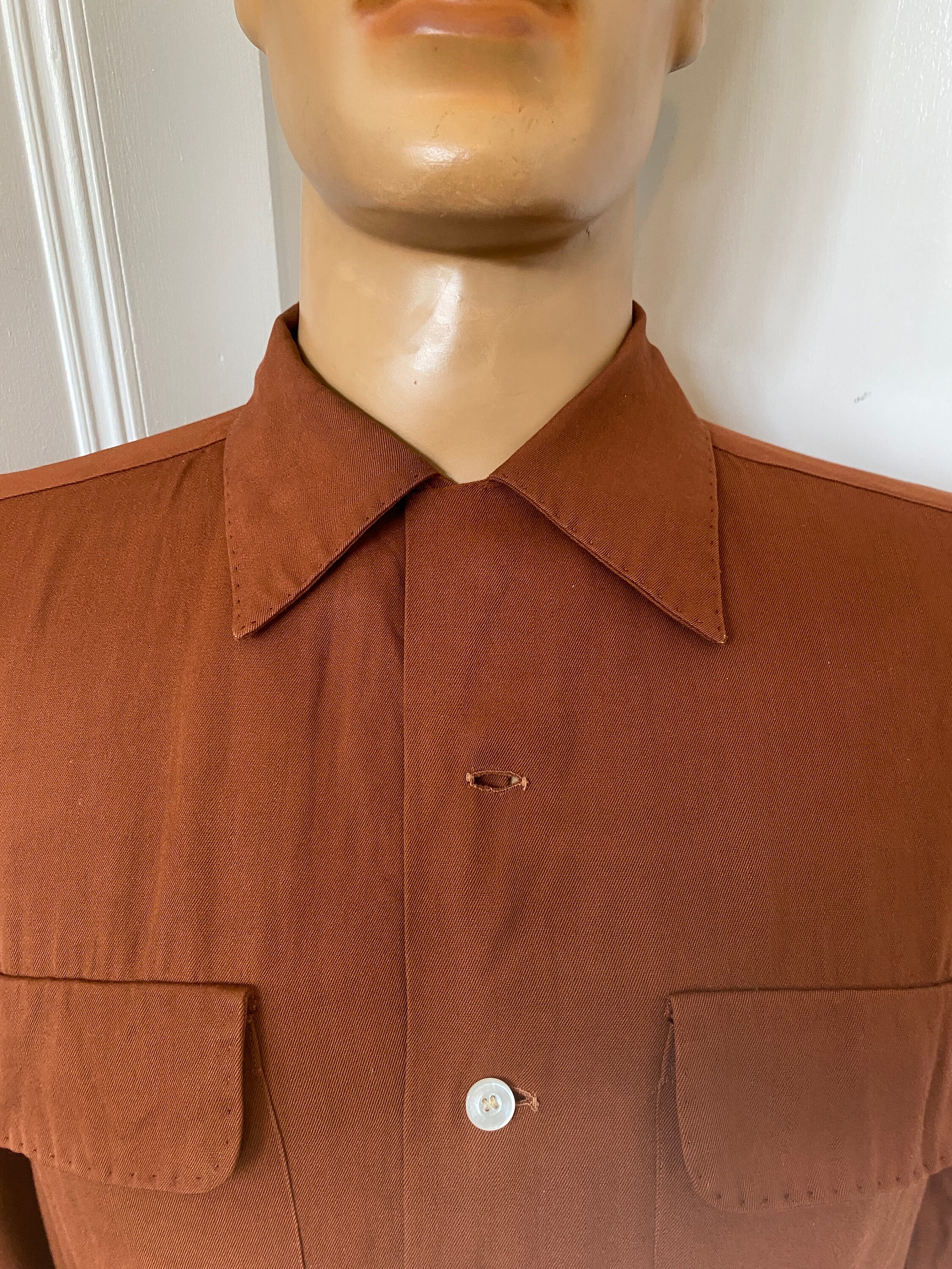 Beautiful 1950s Gab Shirt in Rust Brown by US Label Mcgregor - Etsy