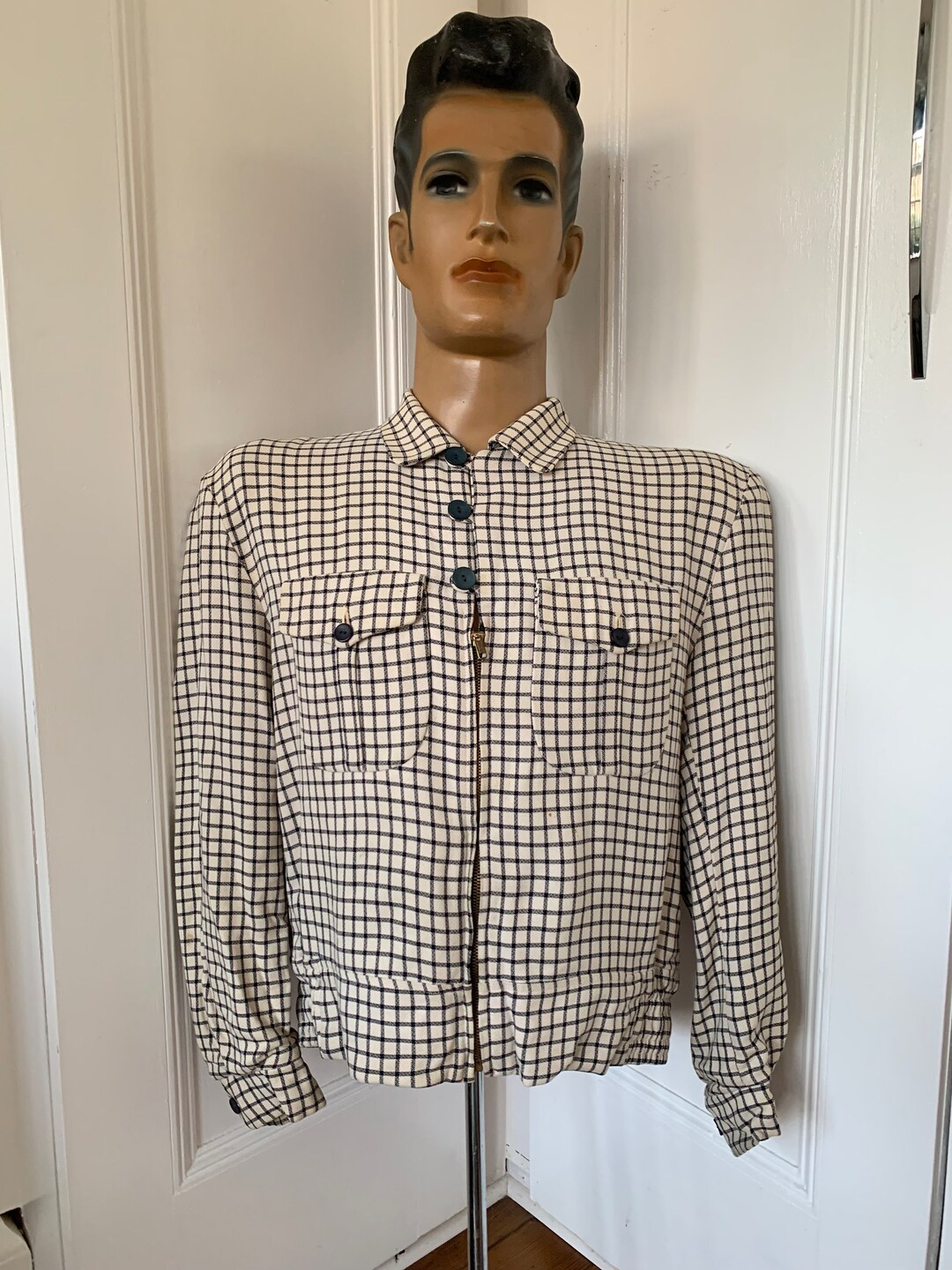 Very Rare and Unique Checked 1950s Rayon Ricky Jacket From Grais Label ...