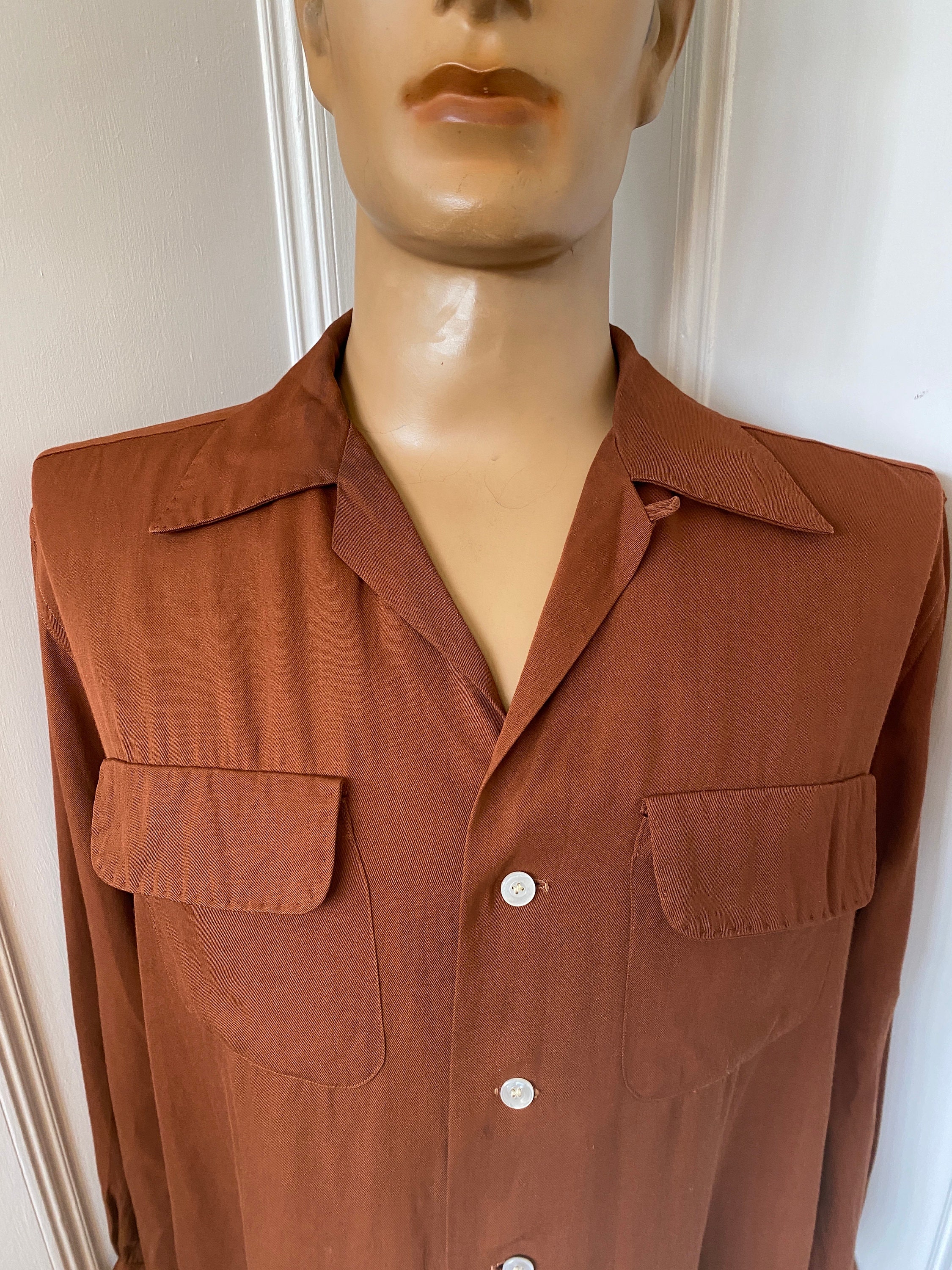 Beautiful 1950s Gab Shirt in Rust Brown by US Label Mcgregor - Etsy