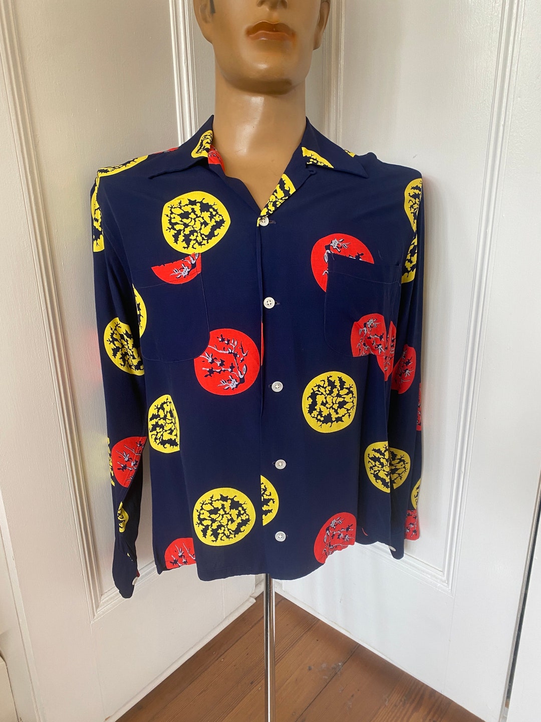 Original 1940s/50s Rare Rayon Shirt From Kahanamoku in Navy Blue - Etsy