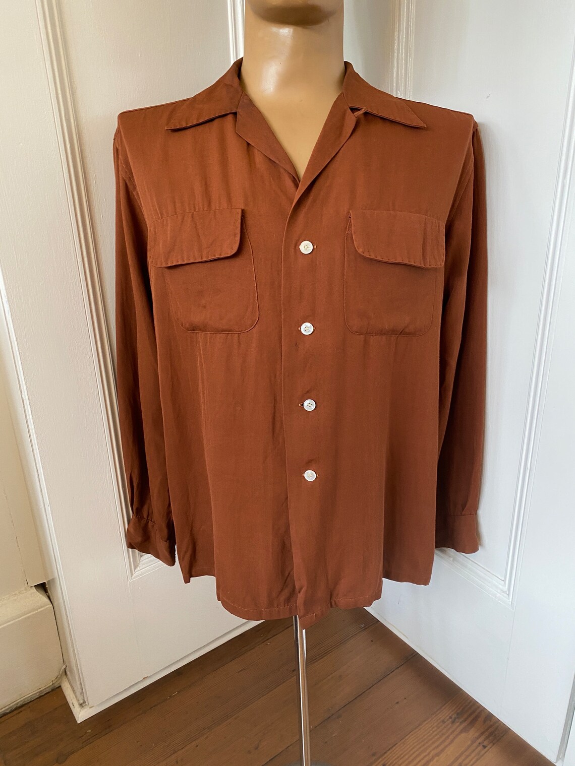 Beautiful 1950s Gab Shirt in Rust Brown by US Label Mcgregor - Etsy