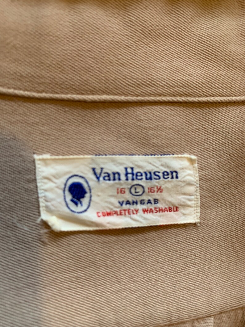 Original 1940s/50s Tan Gabardine Shirt From Van Heusen - Etsy