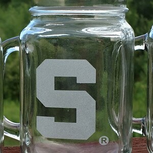 Pair of MSU Spartan Officially Licensed Etched Glasses – 16 Oz Mason ...