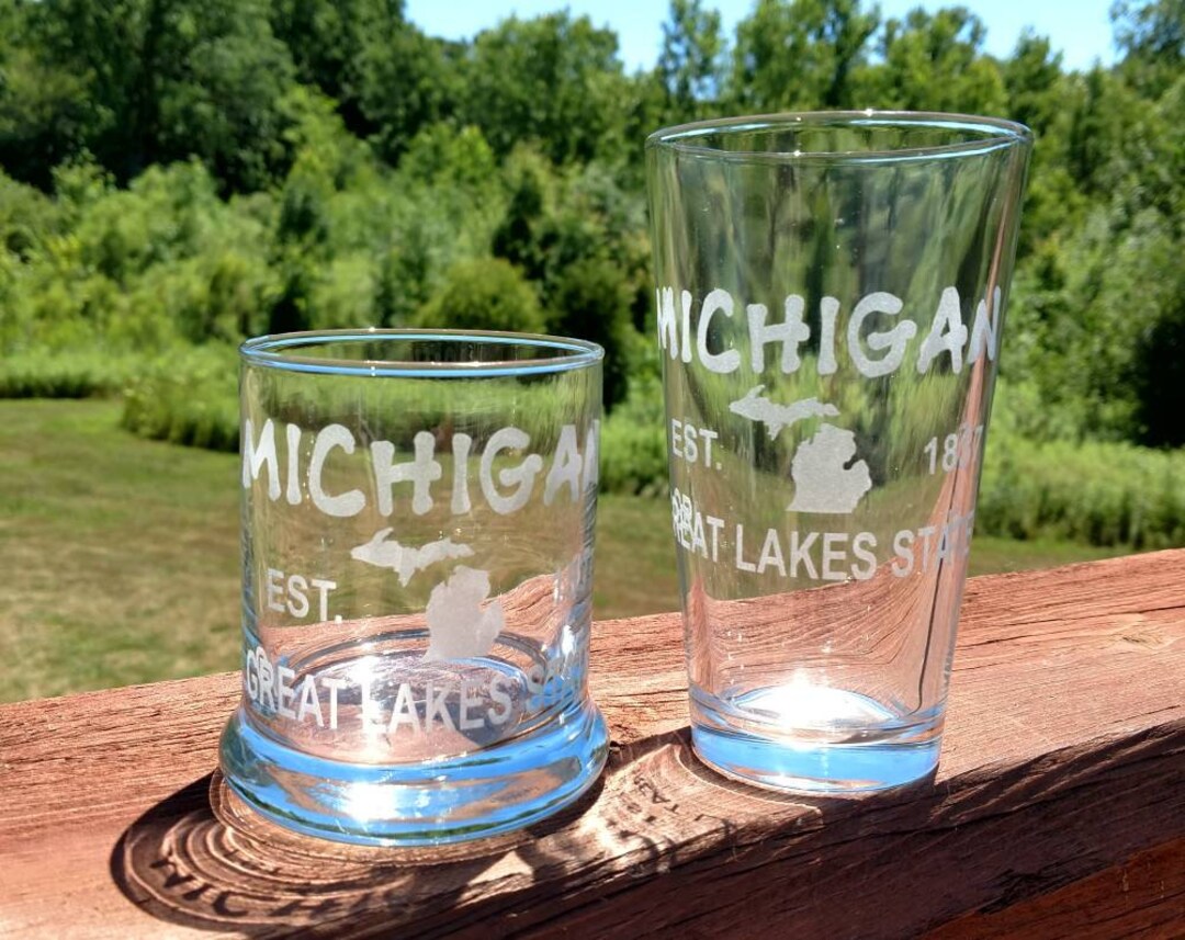 Established in Michigan Themed Glasses Set of 4 - (choose Your Glass ...