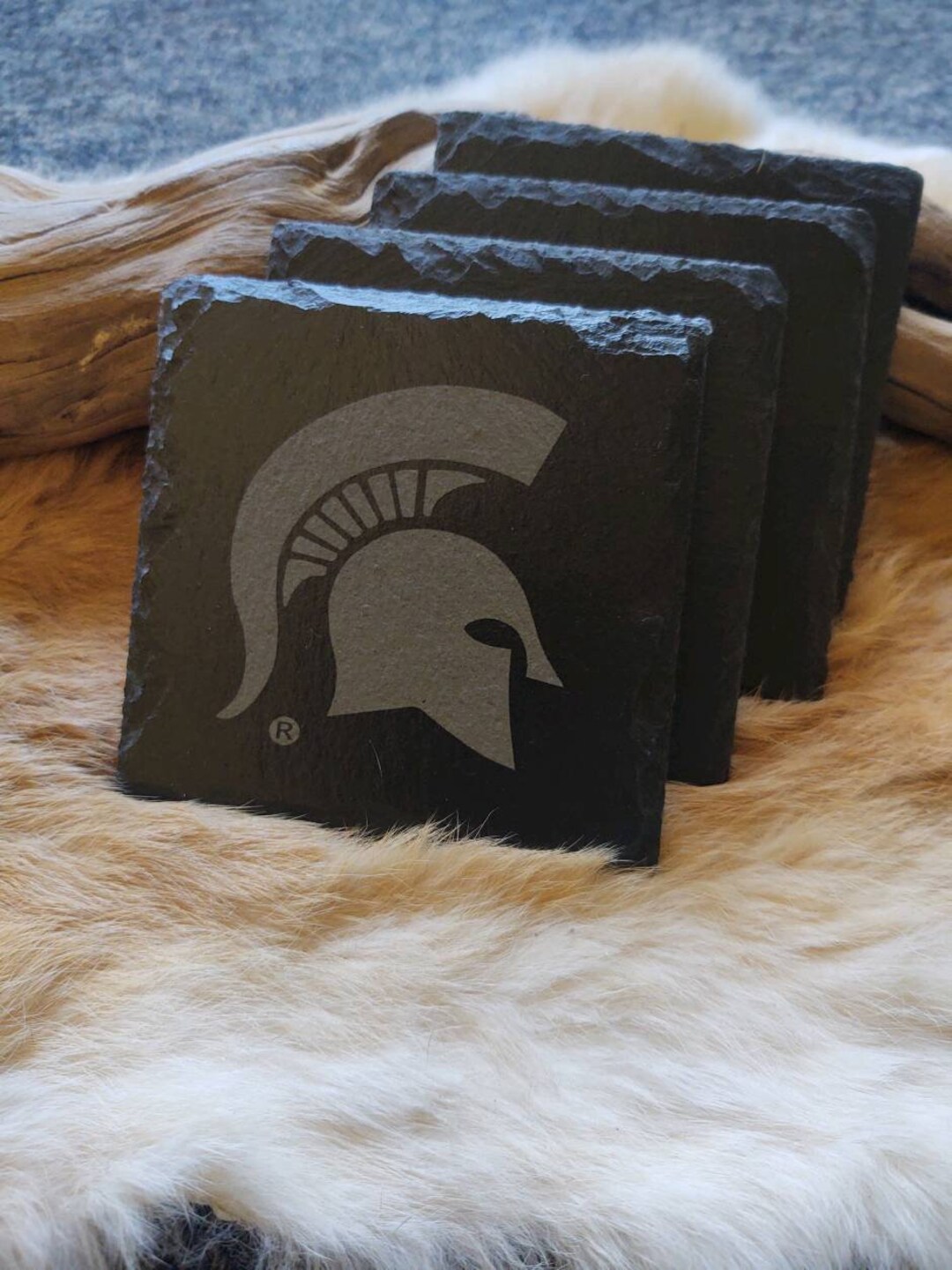 Set of 4 MSU Licensed #8112 Themed Slate Coasters - (round or Square ...