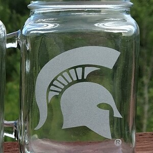 Pair of MSU Spartan Officially Licensed Etched Glasses – 16 Oz Mason ...